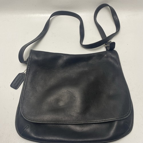 Vintage Coach 9134 Black Leather Hippie Slim Flap Crossbody Saddle Bag ...