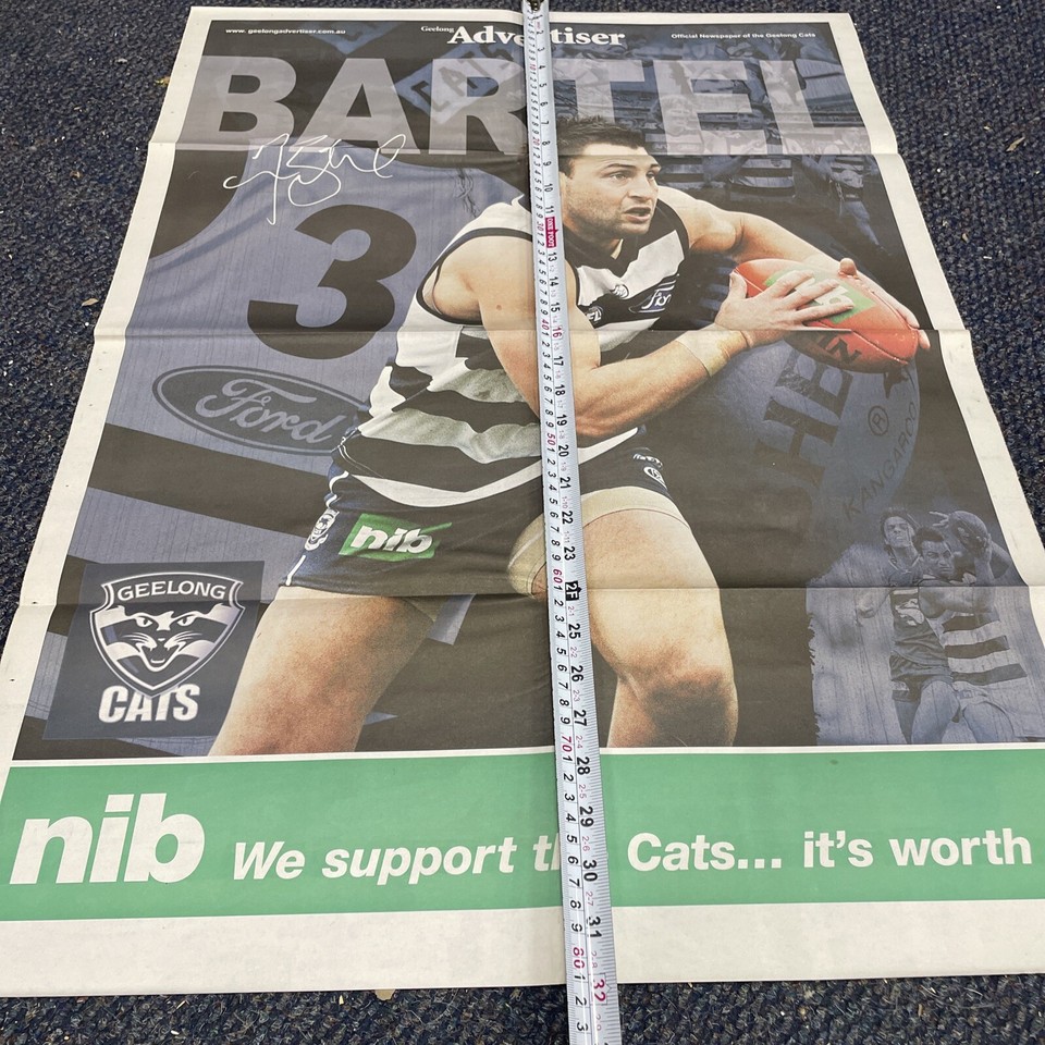 ORIGINAL AFL VFL Newspaper Poster Geelong Cats Footy Advertiser Jimmy ...
