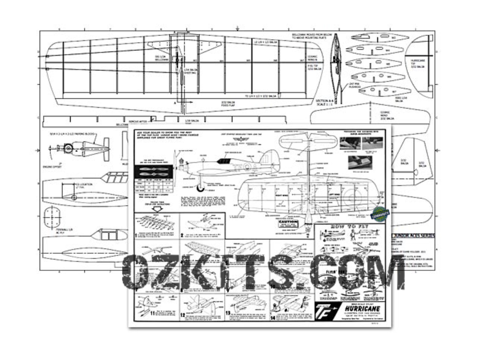 RC Airplane Laser Cut Short Kit Top Flite Hawker Hurricane Control Line ...