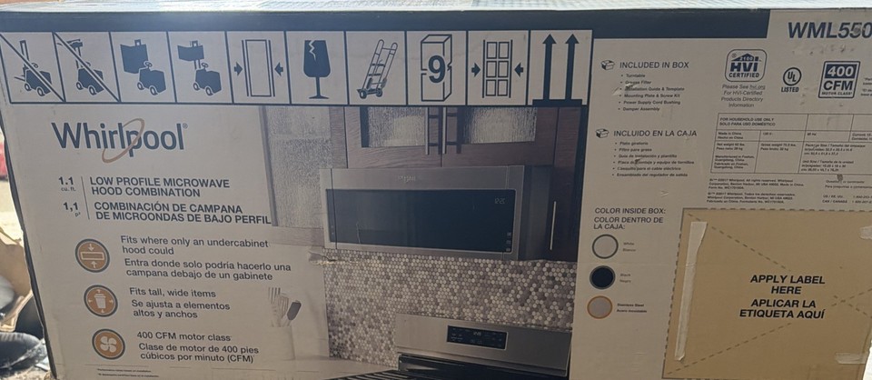 Whirlpool WML55011HS Low Profile Microwave Hood Combination - Stainless ...