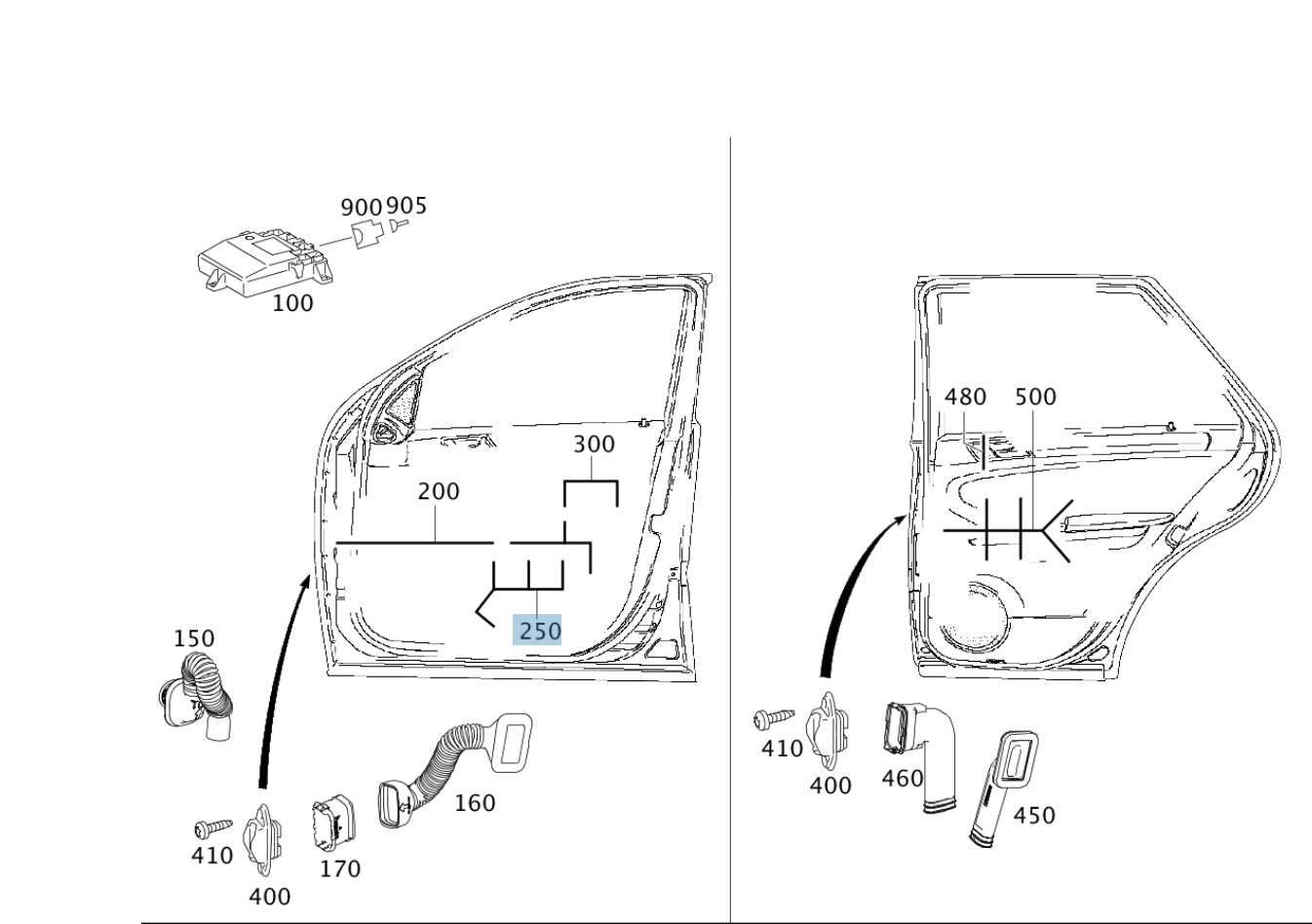 New Genuine Mercedes-Benz Door Panel Cable Wiring Harness Left OE ...