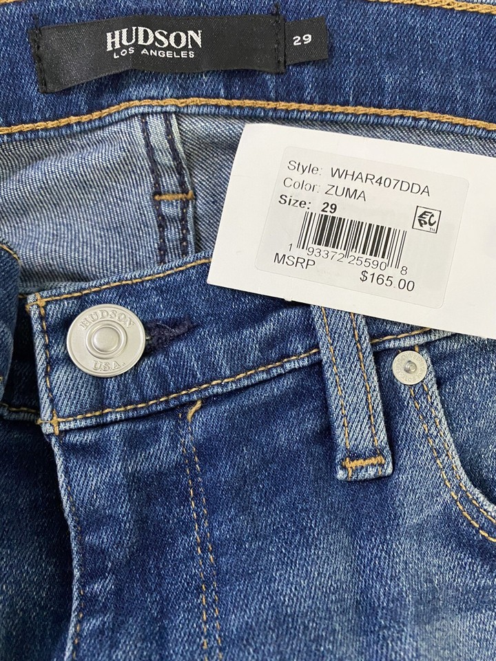 Hudson Barbara Jeans Blue Size 29 High-Waist Raw-Hem Skinny Stretch ...