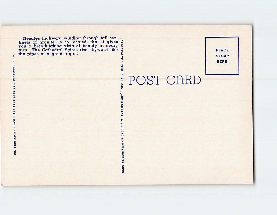 Postcard Sentinel Rock, Needles Highway, Custer State Park, South ...