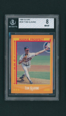 1988 Score Tom Glavine ROOKIE CARD RC #638 BGS 8 NM-MT Sub 9 | eBay