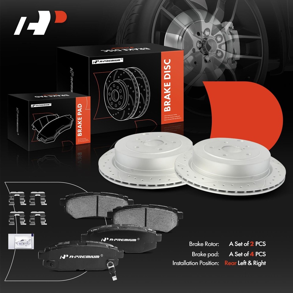 Rear Drilled Brake Rotor + Ceramic Pad for Subaru Tribeca 08-14 B9 ...