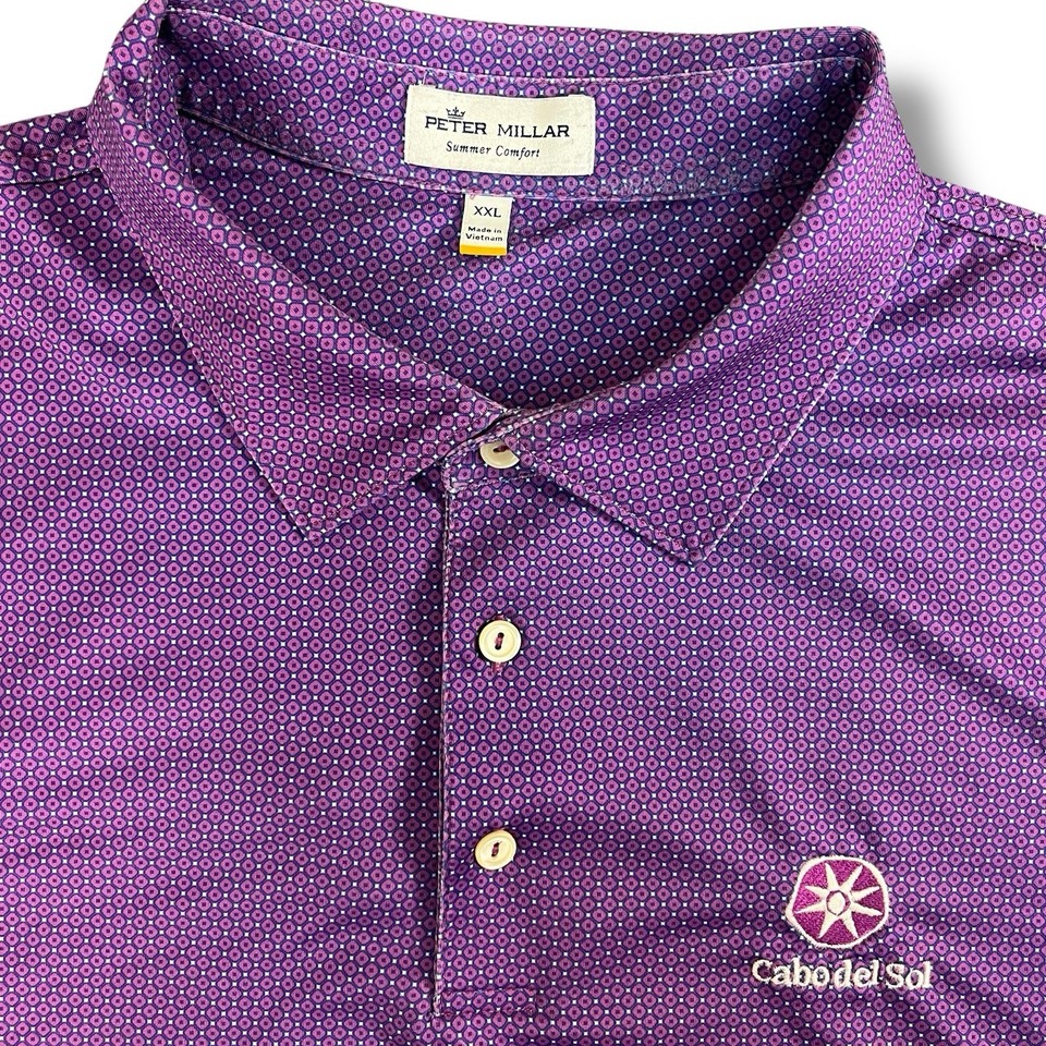 Peter Millar Men’s XXL Summer Comfort Cabo Del Sol Golf Purple Polo ...