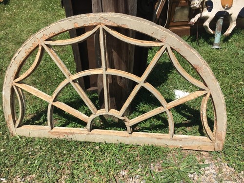 GORGEOUS c1870 arched spider web design window frame NO gLaSS 51” x 19 ...