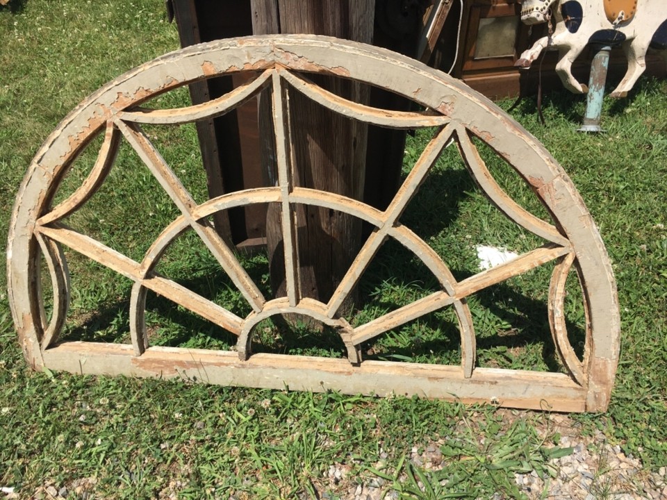 GORGEOUS c1870 arched spider web design window frame NO gLaSS 51” x 19 ...