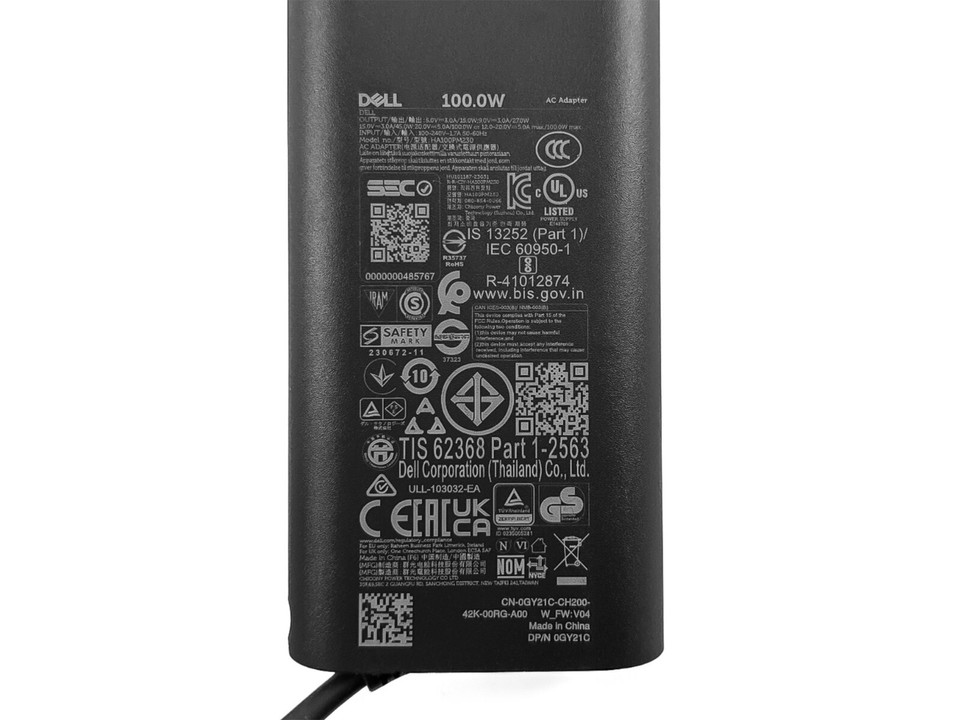 Genuine Dell 100W Type-C GaN SFF Slim Power Supply AC Adapter UK Cable ...