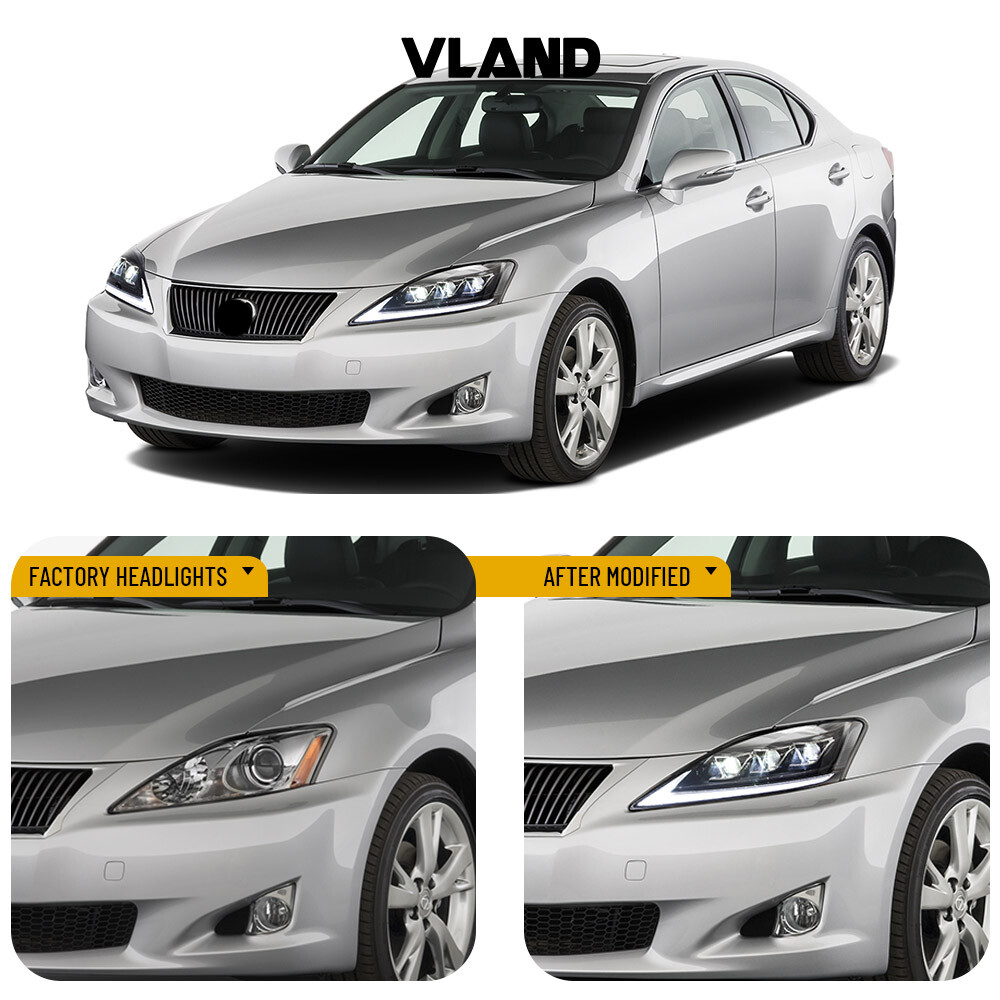 VLAND Full LED Headlights For 2006-2013 Lexus IS250 350 ISF W ...