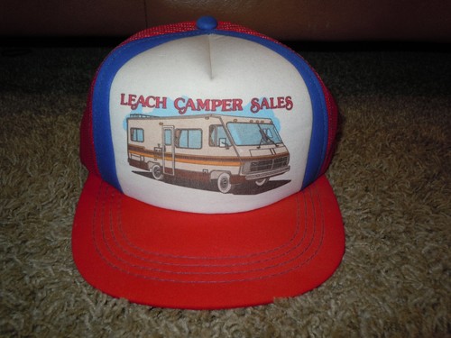 Vtg 80's Leach Camper Sales Snapback Trucker Hat Cap RV Lincoln ...