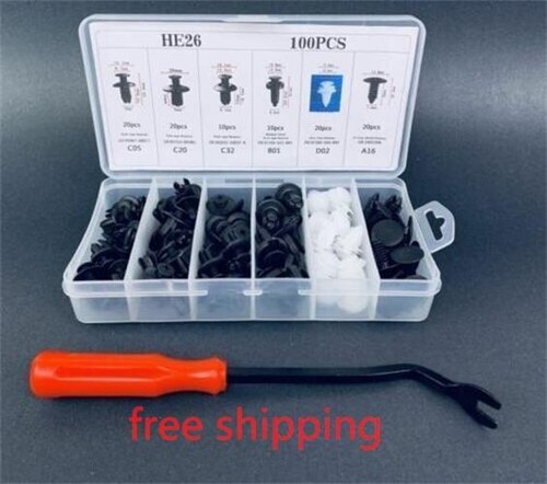 Universal 100pc Plastic Rivets Fastener Fender Bumper Push Clips w ...