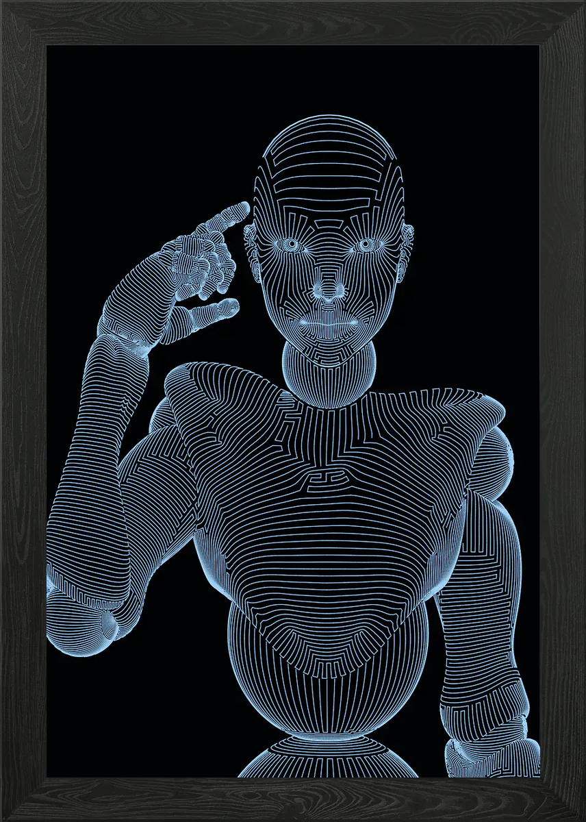 wireframe female cyborg Framed Wall Art Poster Canvas Print Picture ...