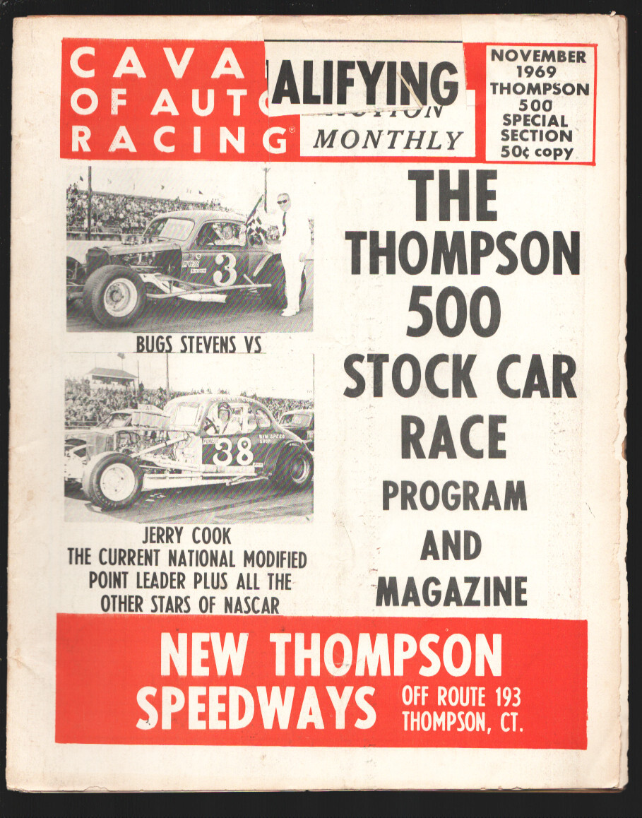 Thompson 500 Stock Car Race Program & Magazine 11/1969-Bugs Stevens #3 ...