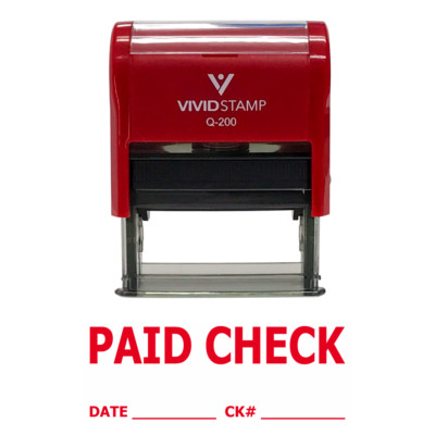 PAID CHECK w/ DATE CK# Line Self Inking Rubber Stamp | eBay