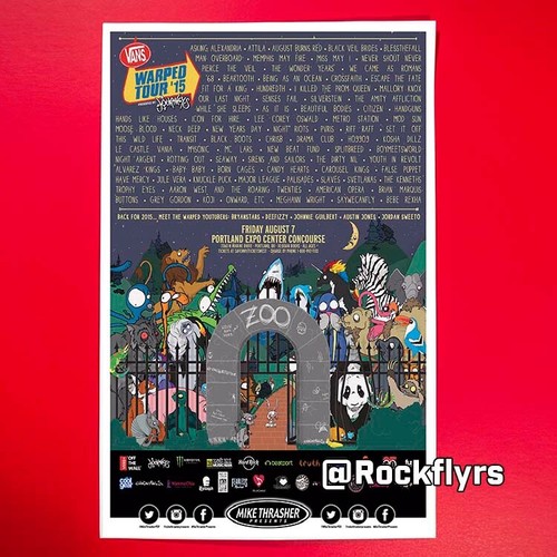 VANS WARPED TOUR 2015 Original 11x17 Concert Promo Poster. Portland ...