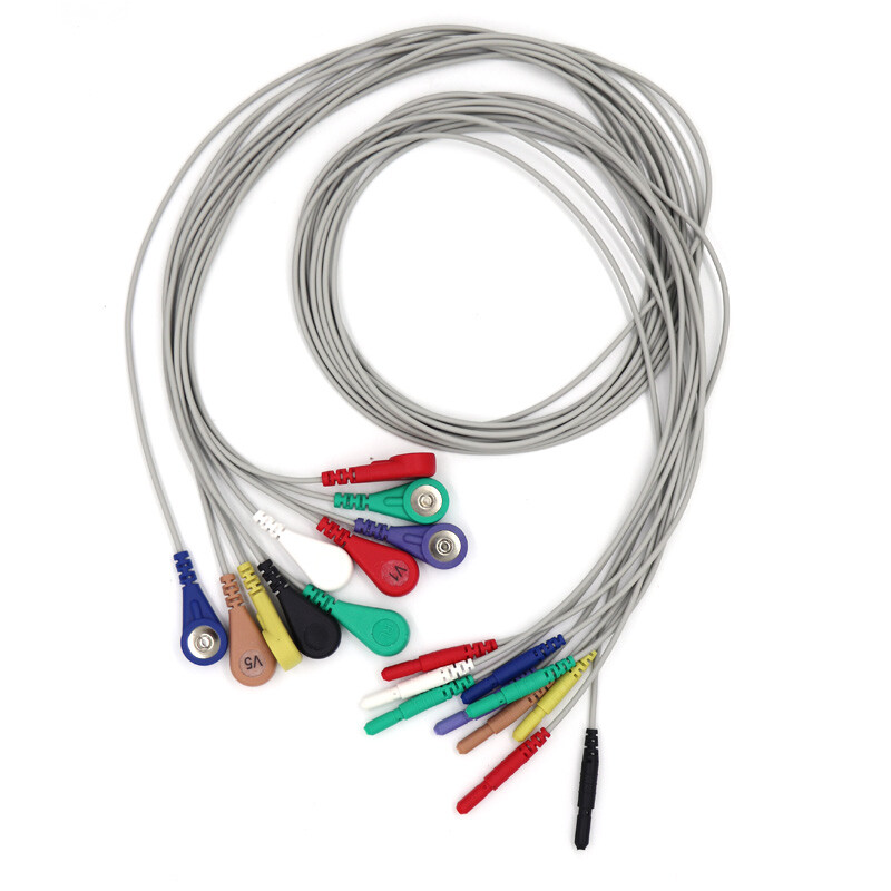 New Din Snap ECG EKG EEG 7- lead holter Cable For Patient Monitor 1.5mm ...