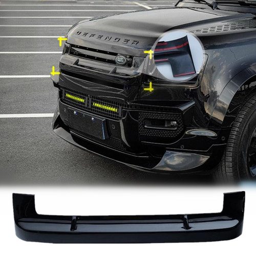 For Land Rover Defender 110 130 90 Gloss Black Front Bumper Grille Trim ...