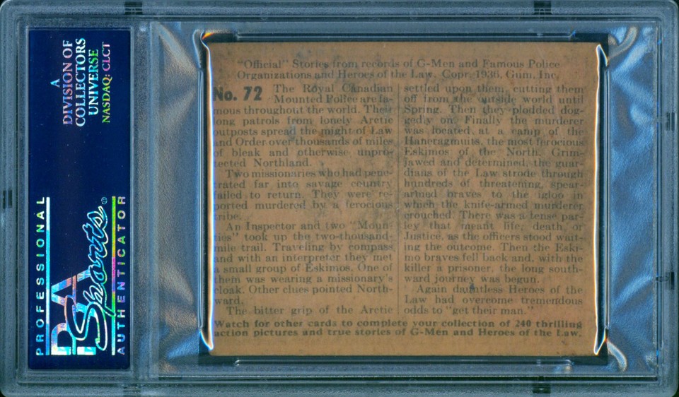 1936 Gum Inc G-MEN & HEROES OF THE LAW 72 Justice Within The Arctic ...