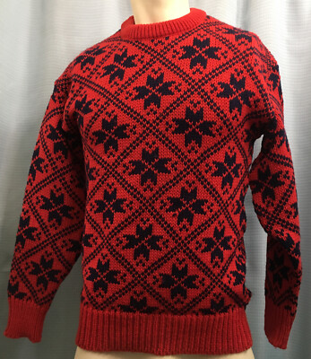 M Vintage ESKIMO Knitwear ENGLAND Pure New Wool SNOWFLAKE Ski Sweater ...