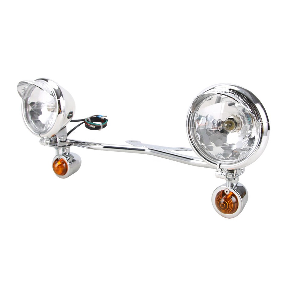 Fog Passing Light Bar w/ Turn Signal Lamp For Harley Road King Softail ...