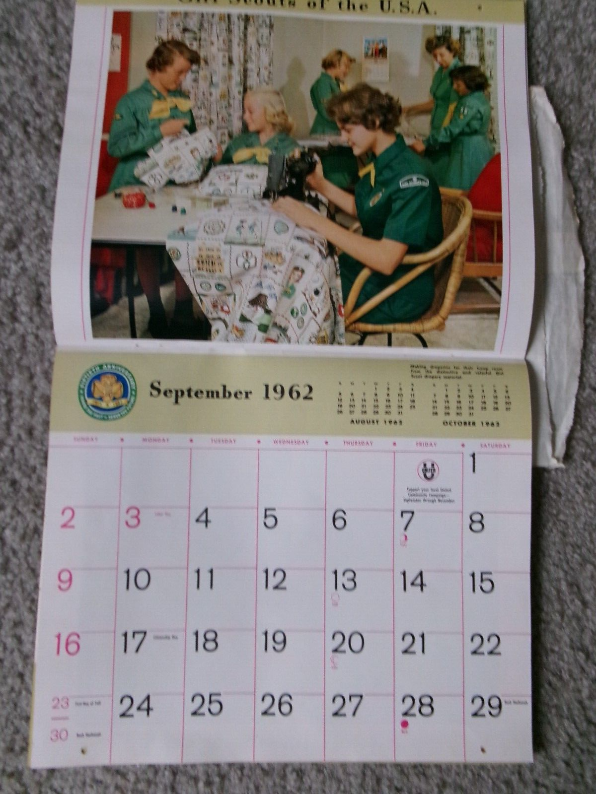 1962 Girl Scouts Calendar with Original Sleeve free shipping | eBay