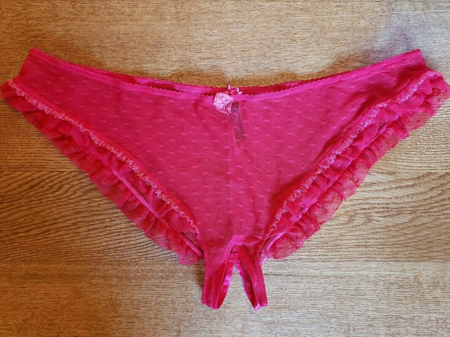 Victoria's Secret Sexy Little Things Red Sheer Open Crotch Flutter ...