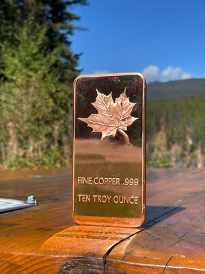 5x 10 oz .999 Fine Copper Bullion Bars – Canadian Maple Leaf Design ...