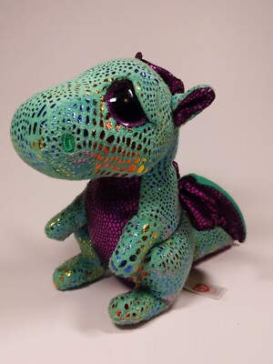 Ty Beanie Boos Collection Plush Toy "Cinder" Dragon 6" Tall Cute Sad ...