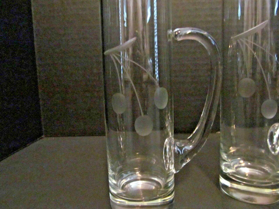 VINTAGE HAND BLOWN TALL DUBBLE SHOT GLASS SET 4 ETCHED GLASSES | eBay