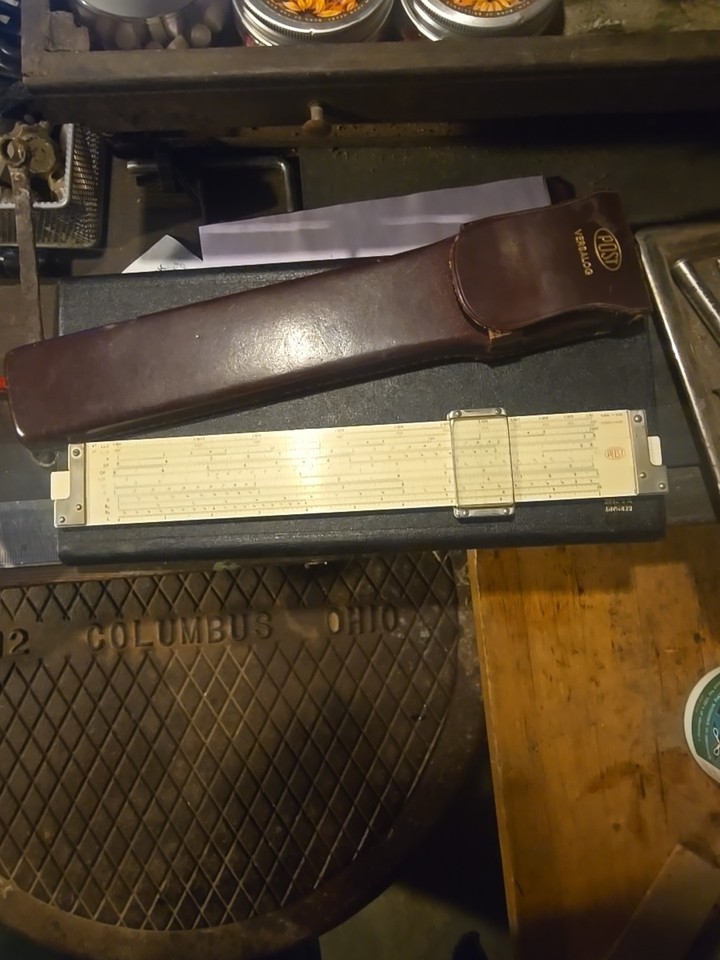 Vintage Frederick Post Versalog Slide Rule 1460 Leather Case Hemmi ...