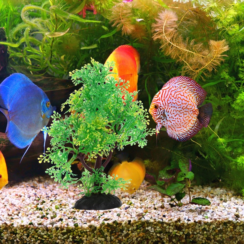 2 Pcs Mini Aquarium Plants Fish Tank Decoration Tree Plastic Aquatic ...