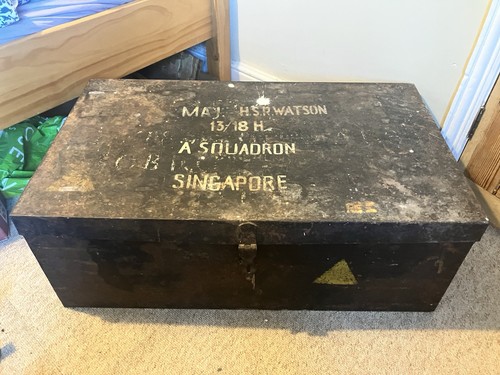 Vintage Antique Large Metal Box Chest Military Storage Trunk Coffee ...