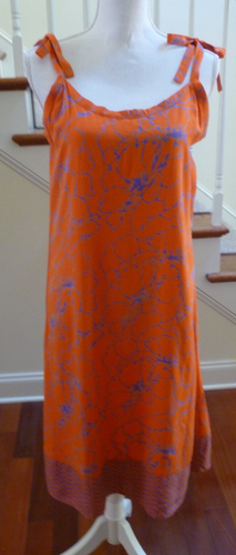 Susan Mango Sundress/Beachwear Orange & Blue Size S/M Shoulder Ties ...