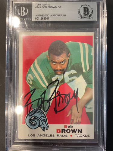 Bob Brown signed 1969 Topps Card Football Hall of Fame Eagles Rams ...