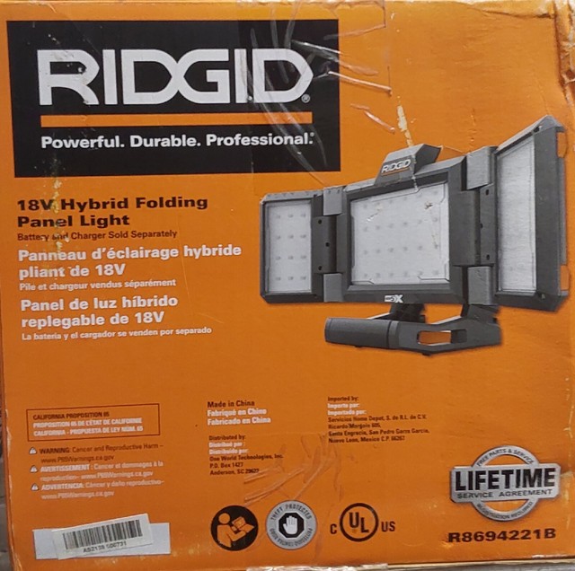 RIDGID GEN5X 18V Hybrid Folding Panel Light for sale online | eBay