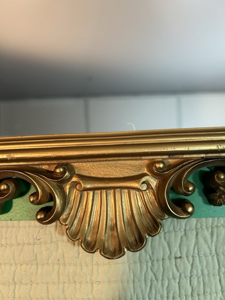 Vintage Homco Wall Mirror Ornate Hollywood Regency Gold Scroll Plastic ...