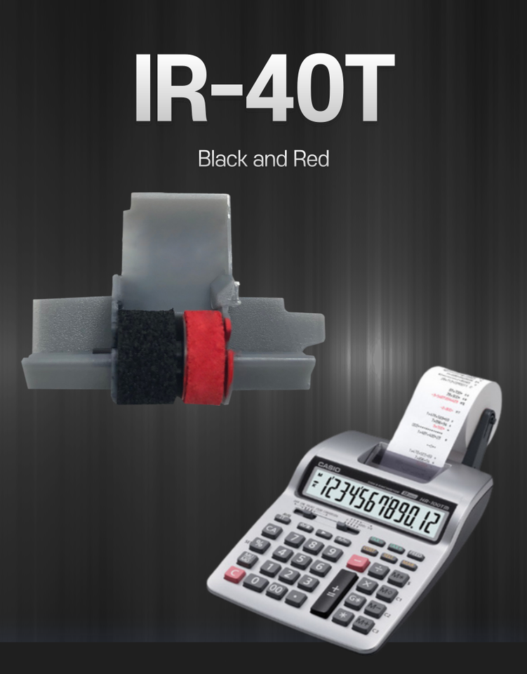 IR-40T Black and Red x 6 Pack Calculator Ink Rollers CP13 NR42 IR40T ...