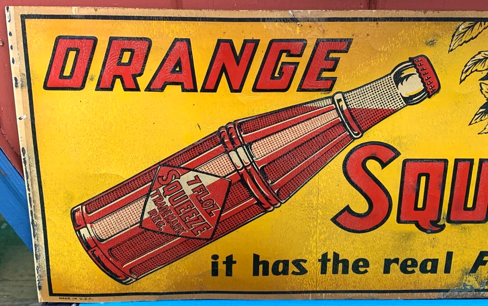 Vintage Metal Orange Squeeze Soda Pop Sign W/ bottle Oranges graphics ...