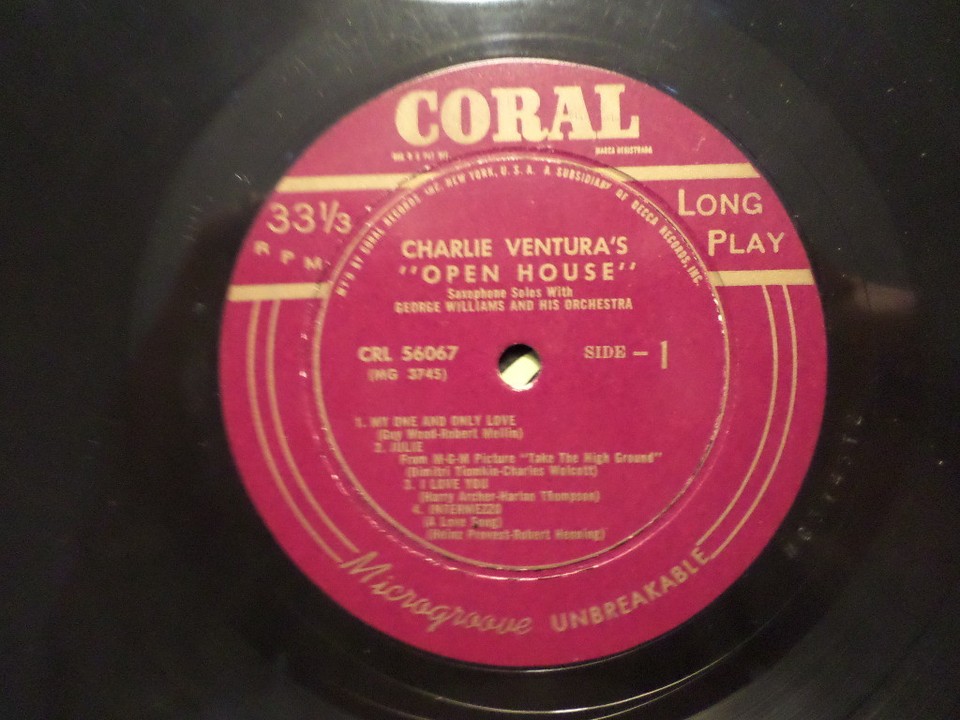 CORAL 10" LP RECORD CRL 56067/CHARLIE VENTURA/ OPEN HOUSE/ VG DG VINYL ...