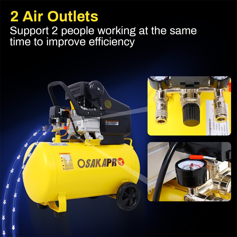 3.5HP 4.5HP Portable Air Compressor Tank Ultra Quiet Horizontal Tank w ...