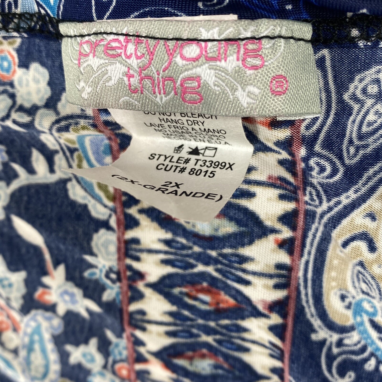 Pretty Young Thing Woman’s Long Blouse Size 2X Blue P… - Gem