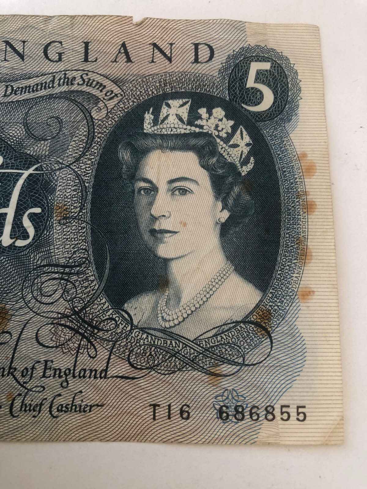 BANK OF ENGLAND FIVE POUND NOTE T16 686855 | eBay UK