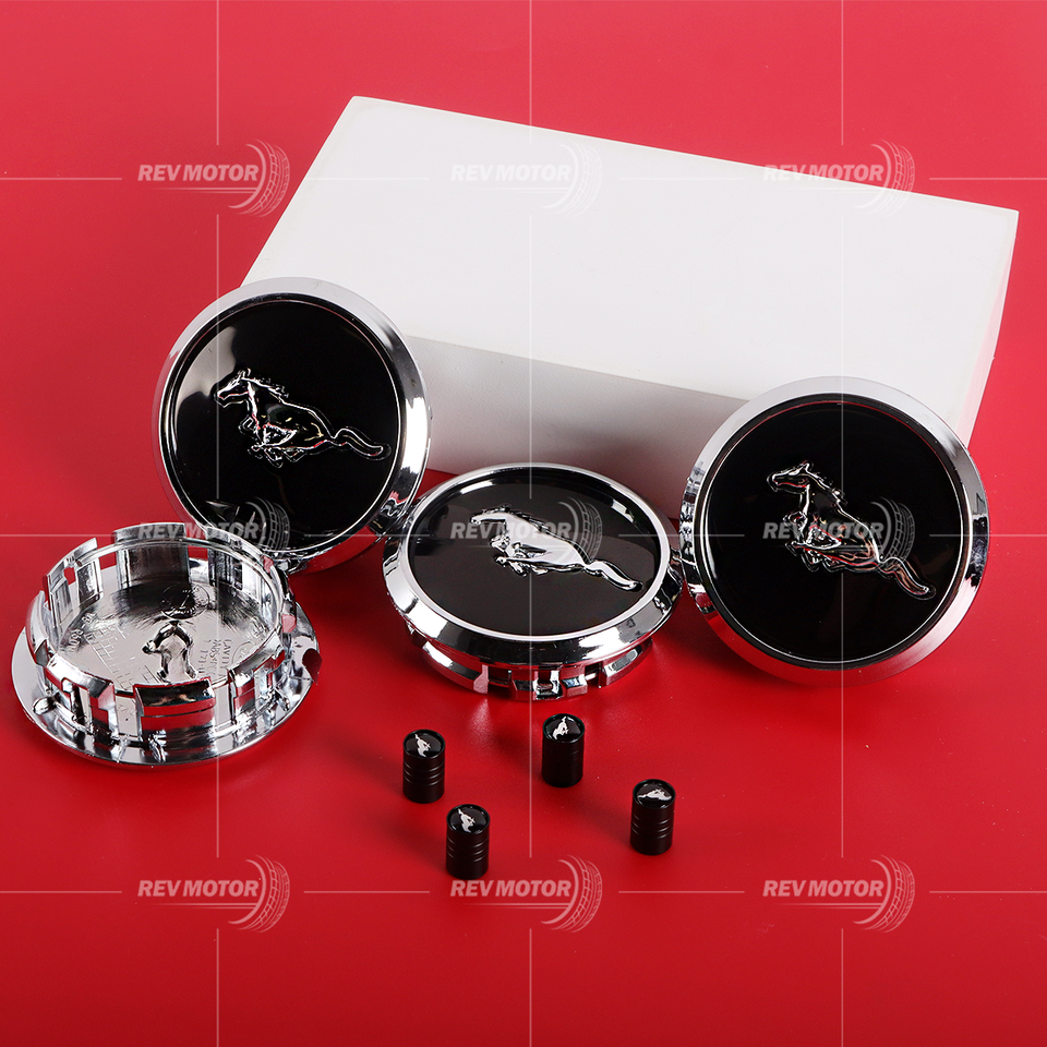 Black For Mutang-E Wheel Rim Center Caps & Air Caps GT Bullit Running ...