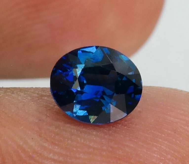 1.10ct Certified Natural Blue Sapphire OV 7x6mm Sweet Blue Color 100% ...