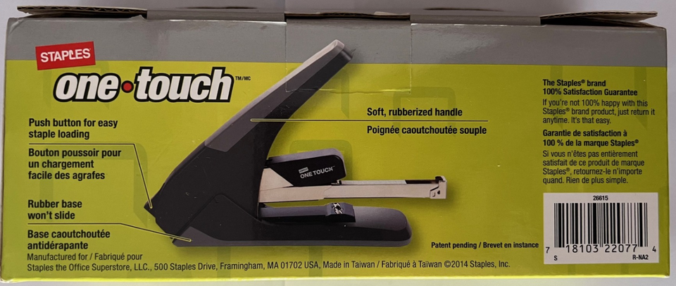 Staples One-Touch High Capacity Flat-Stack Stapler (Model: 26615 ...
