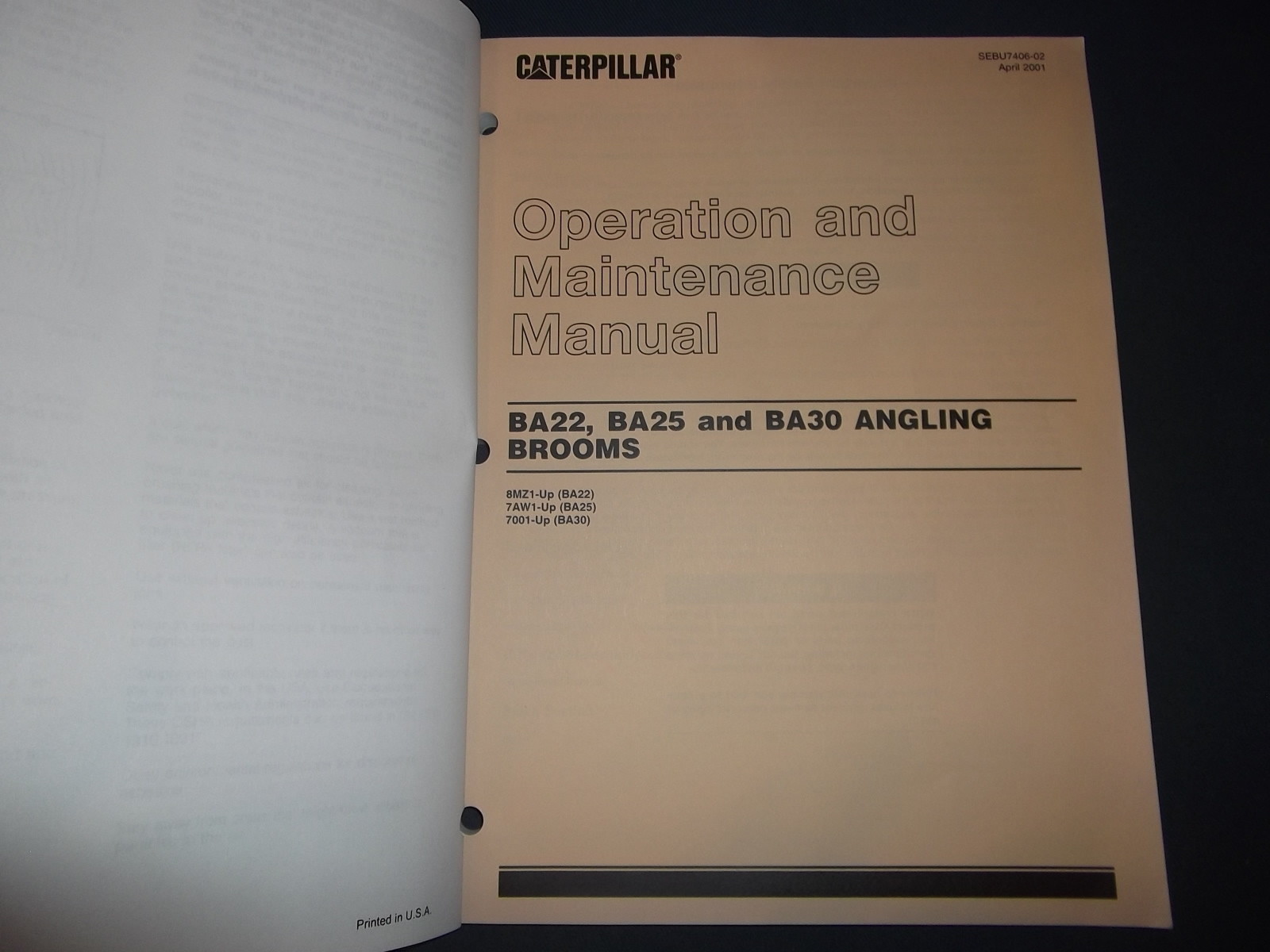 CAT CATERPILLAR BA22 BA25 BA30 ANGLING BROOM PARTS OPERATION ...