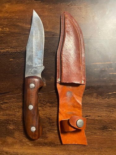 Stainless Steel Hunting Knife, Made in Pakistan, with Leather Case | eBay