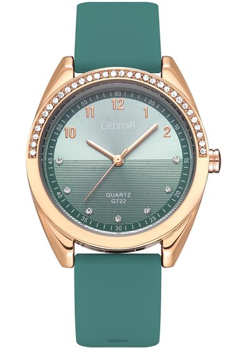 GEDIYAR Women's Rhinestone Quartz Watch Silicone Band Waterproof ...