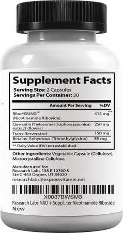 Research Labs NAD+ Supplement 2 for 1 Ad. Proprietary Formula w/Patent ...